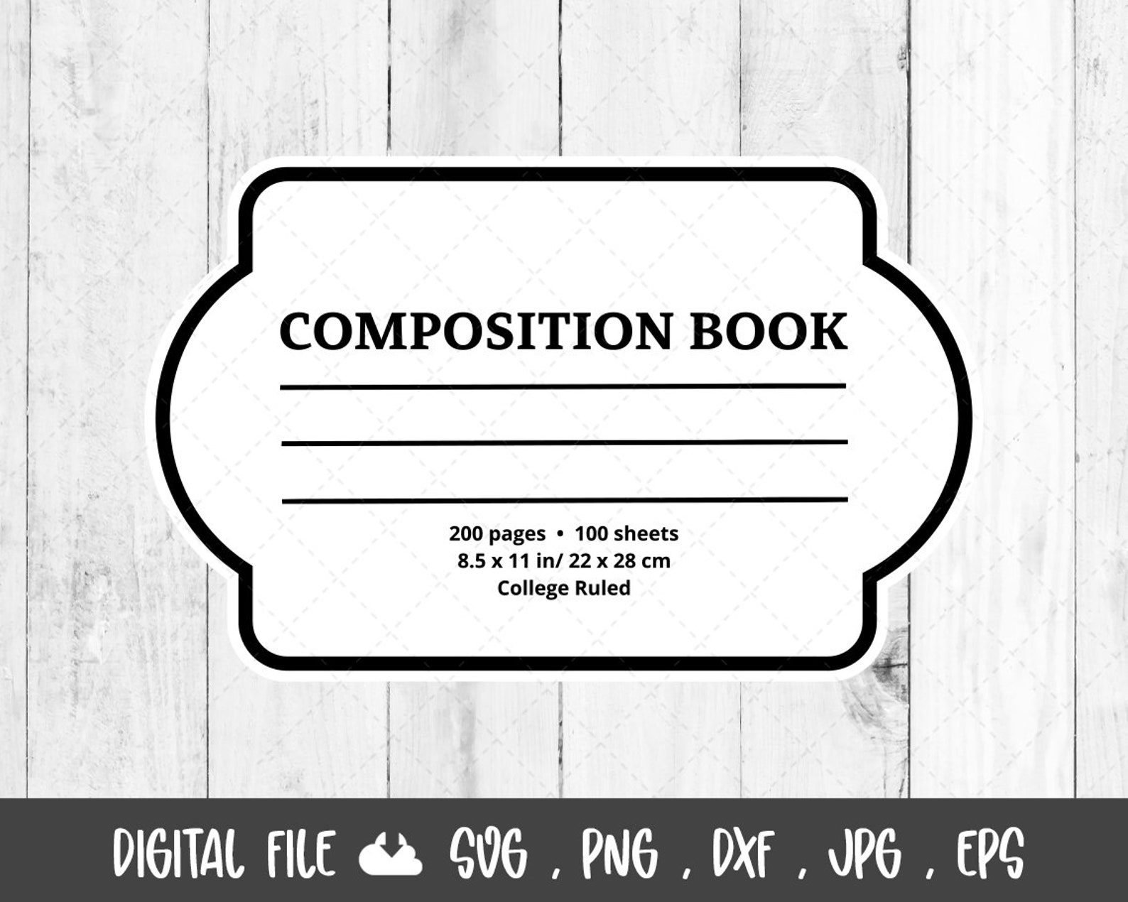 Composition Book Label Svg Composition Notebook Label Label - Etsy
