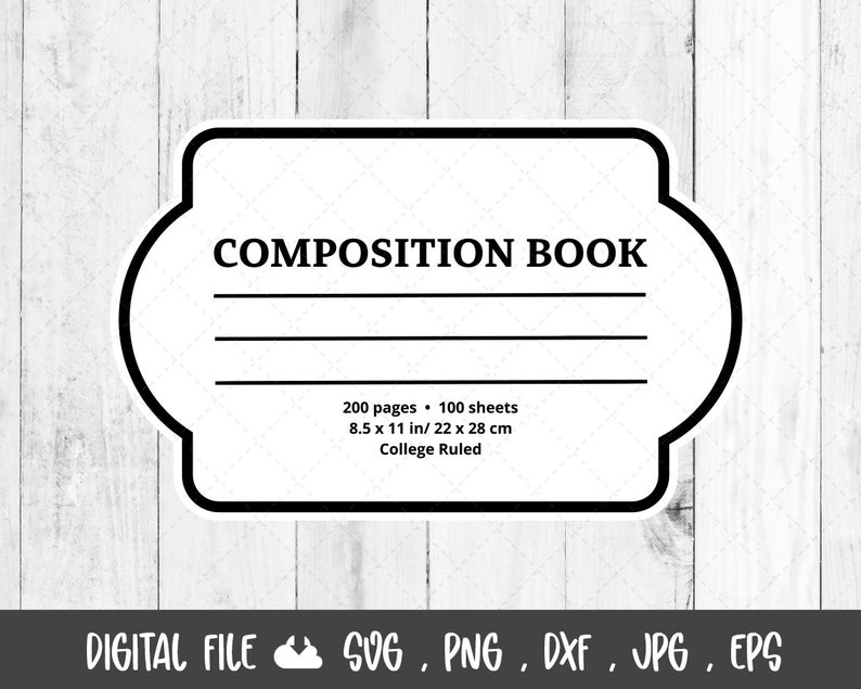 Composition Book Label Svg Composition Notebook Label Label - Etsy