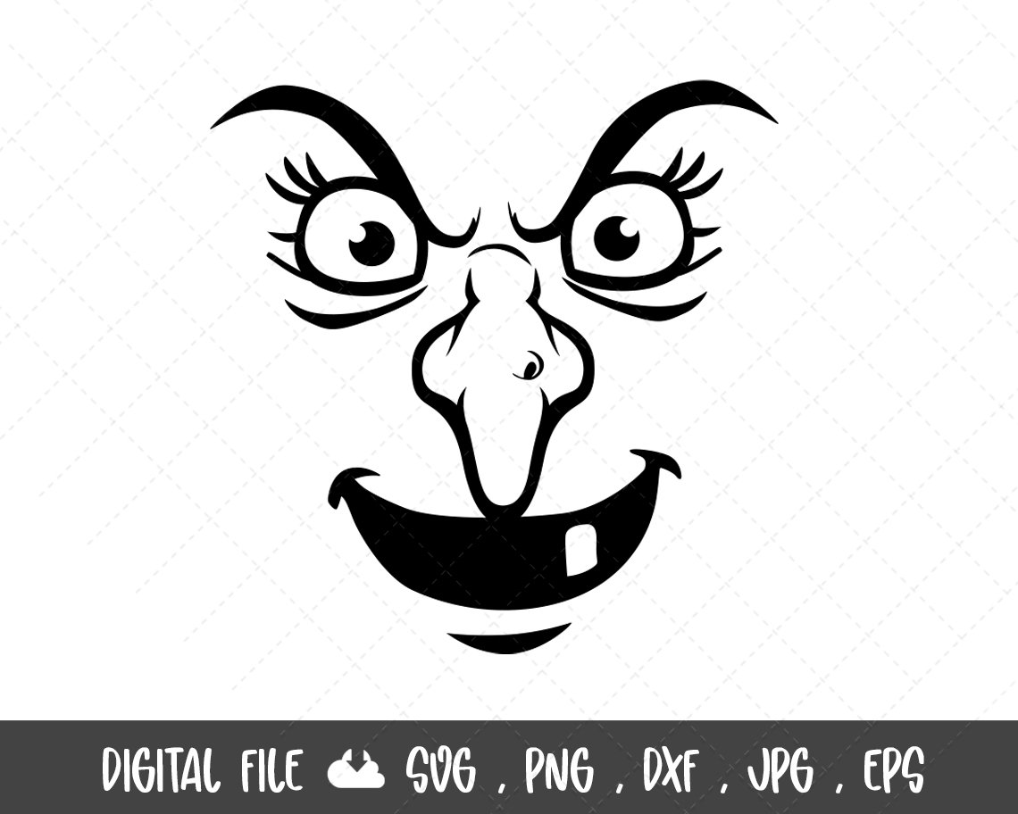 Witch Face Svg, Resting Witch Face Svg, Witch Svg, Happy Halloween SVG ...