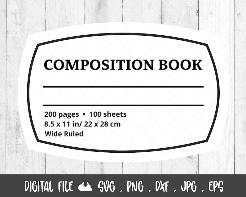 Composition Book Svg, Composition Notebook Label Svg, Teacher Gift Svg ...