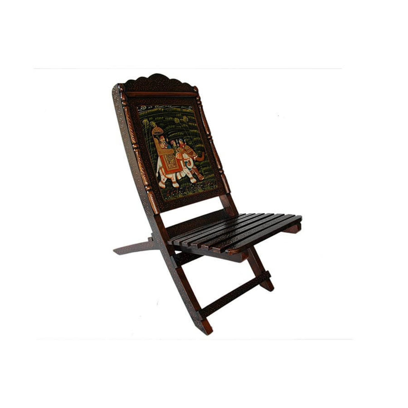 Rajasthani Solid Wood Hand Painted Folding Chair Wooden - Etsy