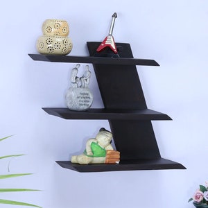 Mango Wood Floating Wall Shelf Set of in Brown Colour Hanging - Etsy