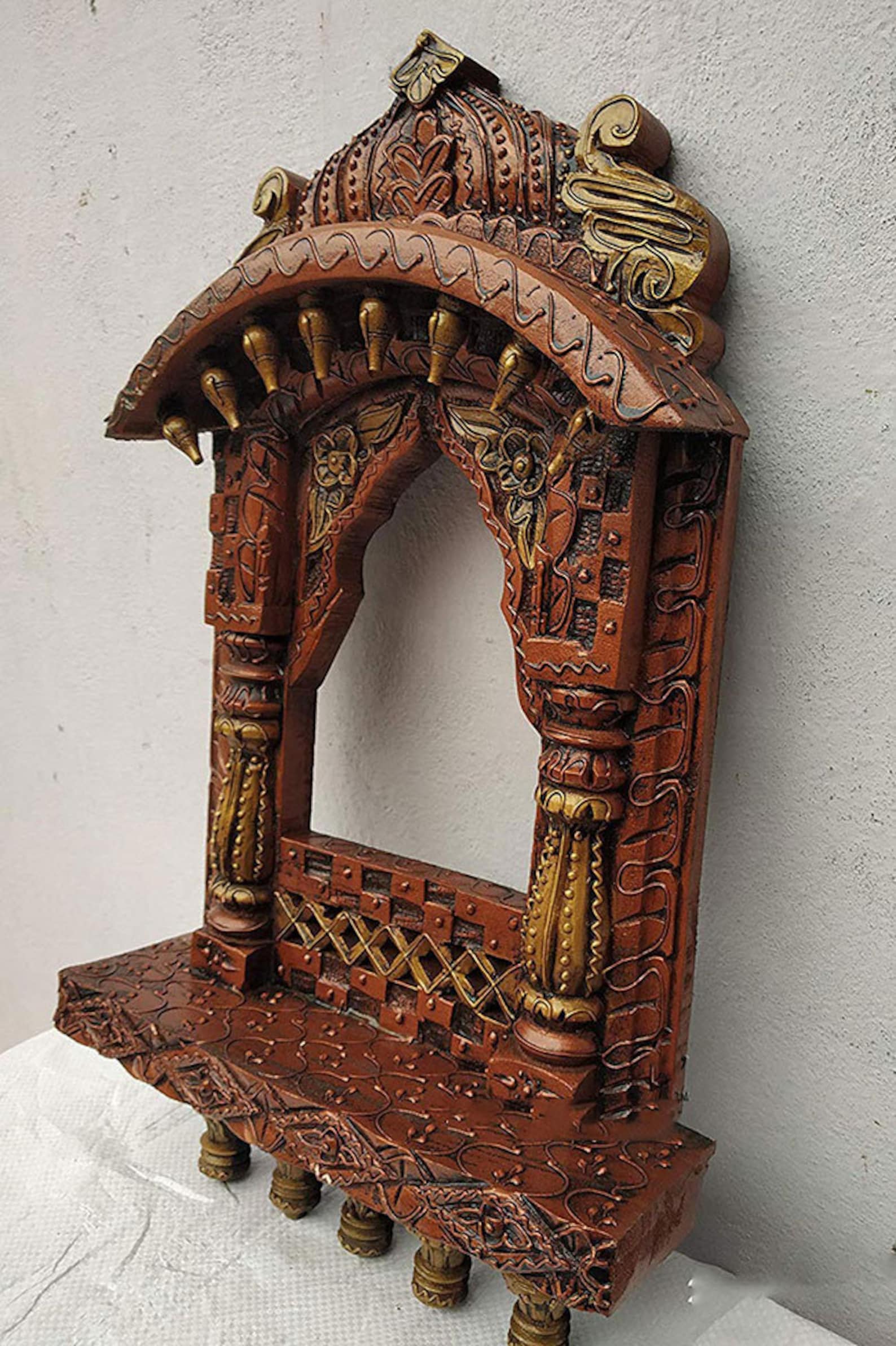 Rajasthani Style Hand-Carved Wooden Jharokha Wall Frame Wall | Etsy