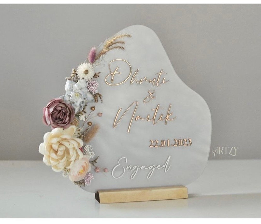 Resin Personalised Frame | Resin Plate With a Tiny Floral | Anniversary ...