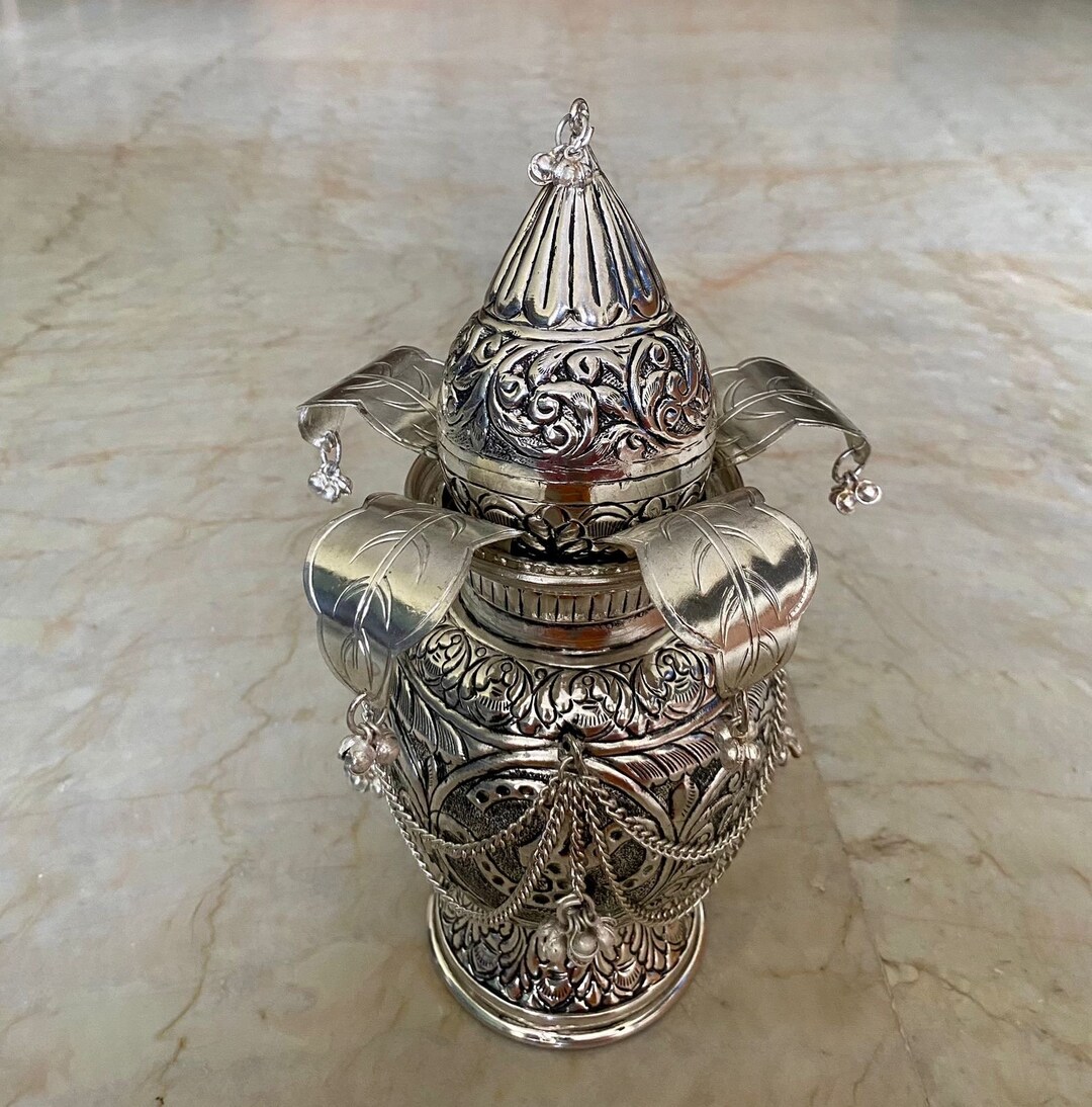 Silverplatted Brass Mangal Kalash Work for Puja Kalash in Temple Home ...