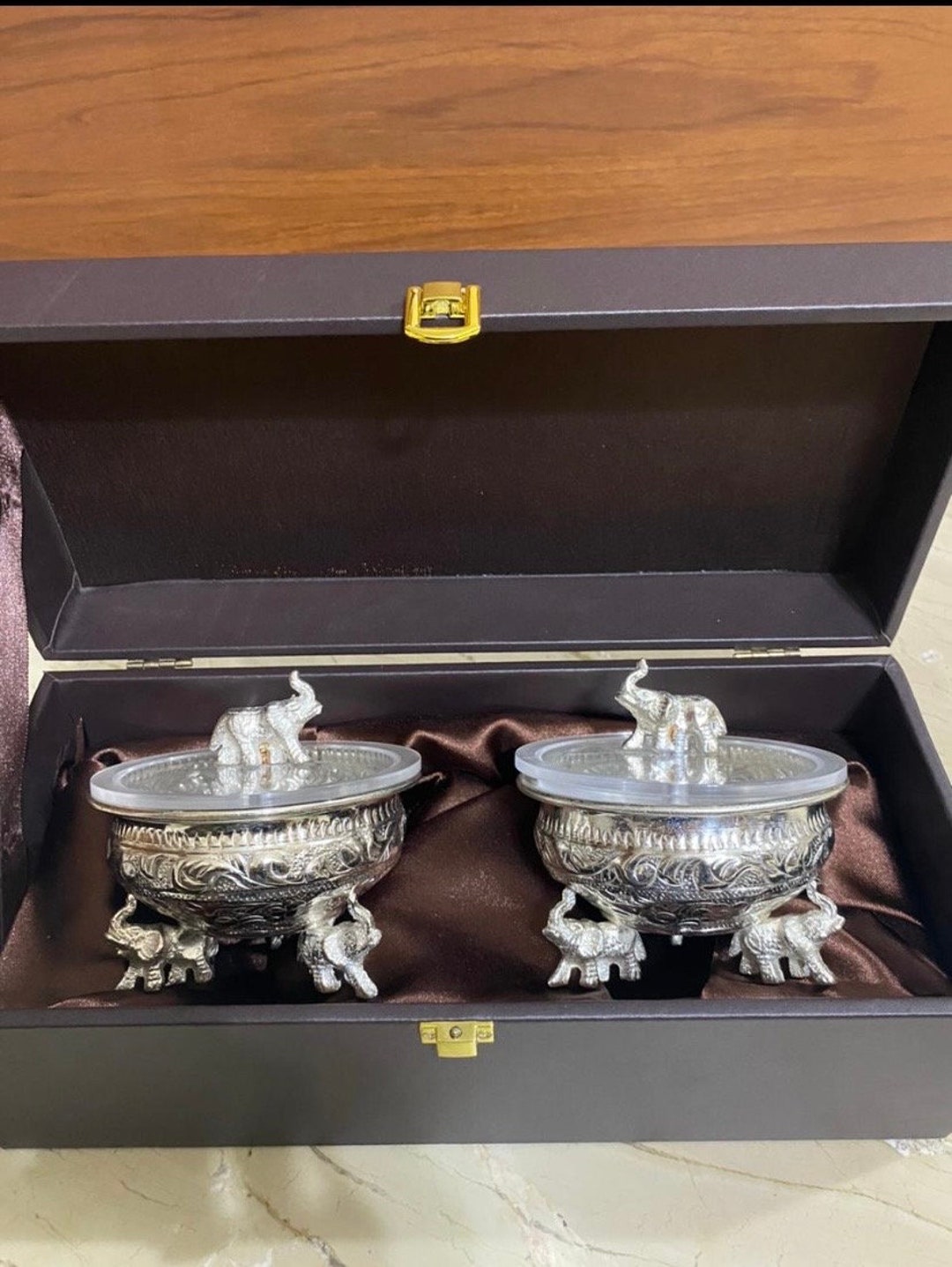 Elephant Design Ethnic Silver Plated Brass Mini Urli Decor Urli ...