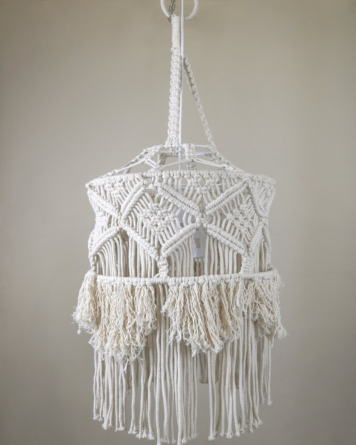 Boho Light, Fringe Chandelier, Macrame Lamp Shade, Macrame Chandelier ...