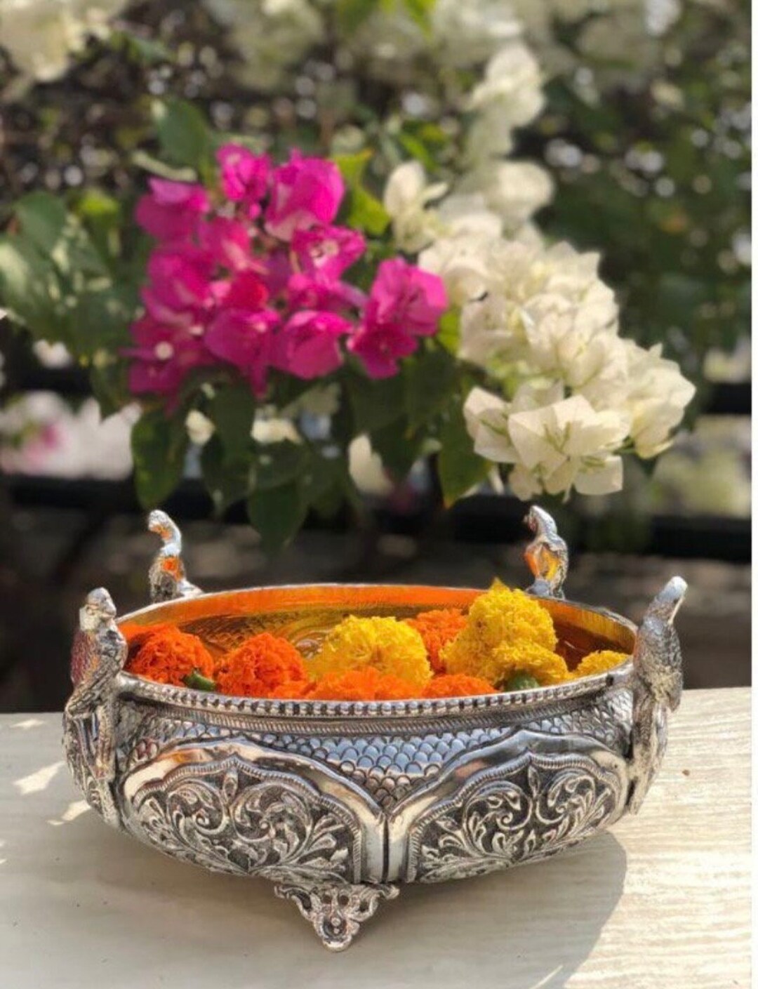 Silver Platted Brass Decor Urli Showpiece, Urli Decor, Decorative Urli ...