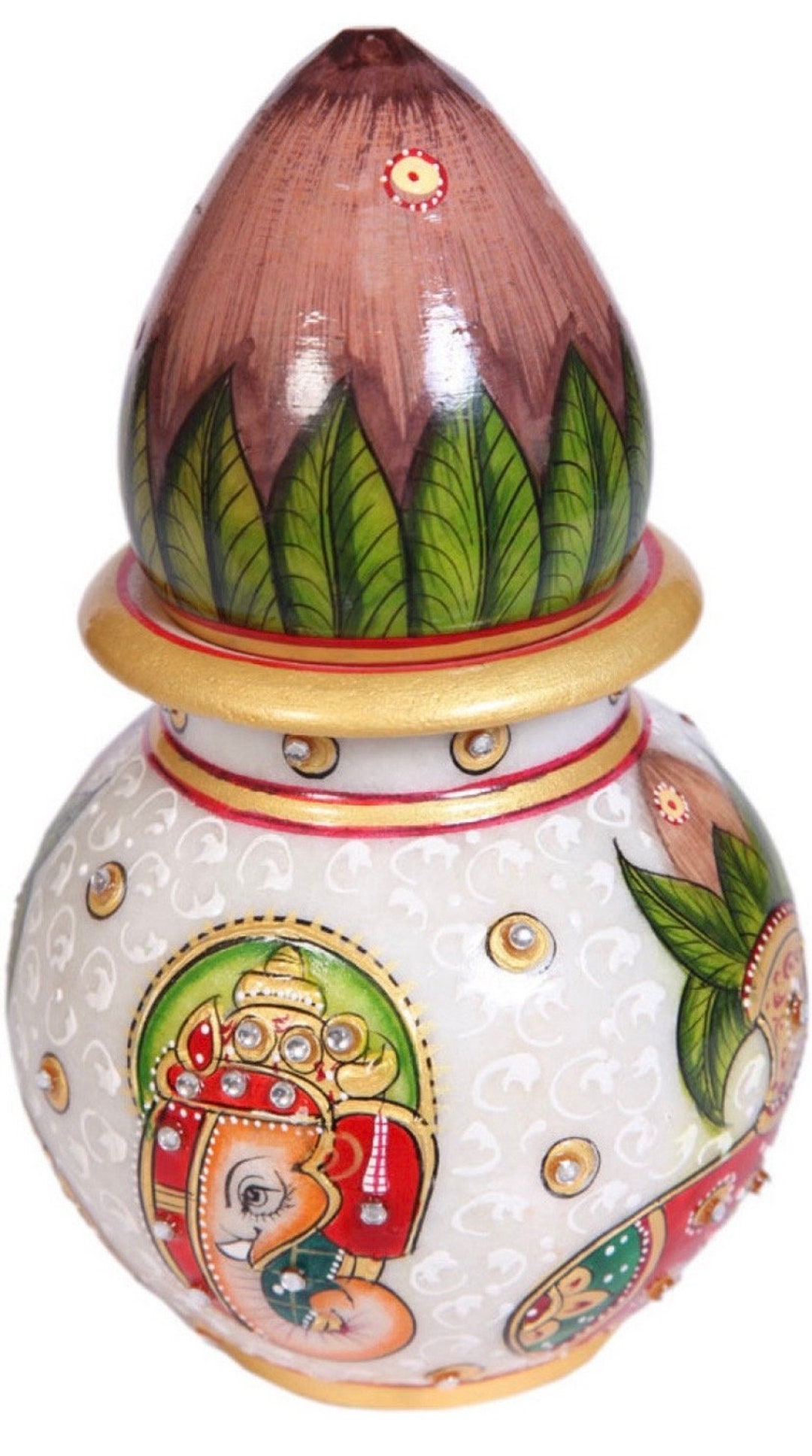 Marble Handicraft Designer Kalash for Pooja Ganesh Printed Handmade ...