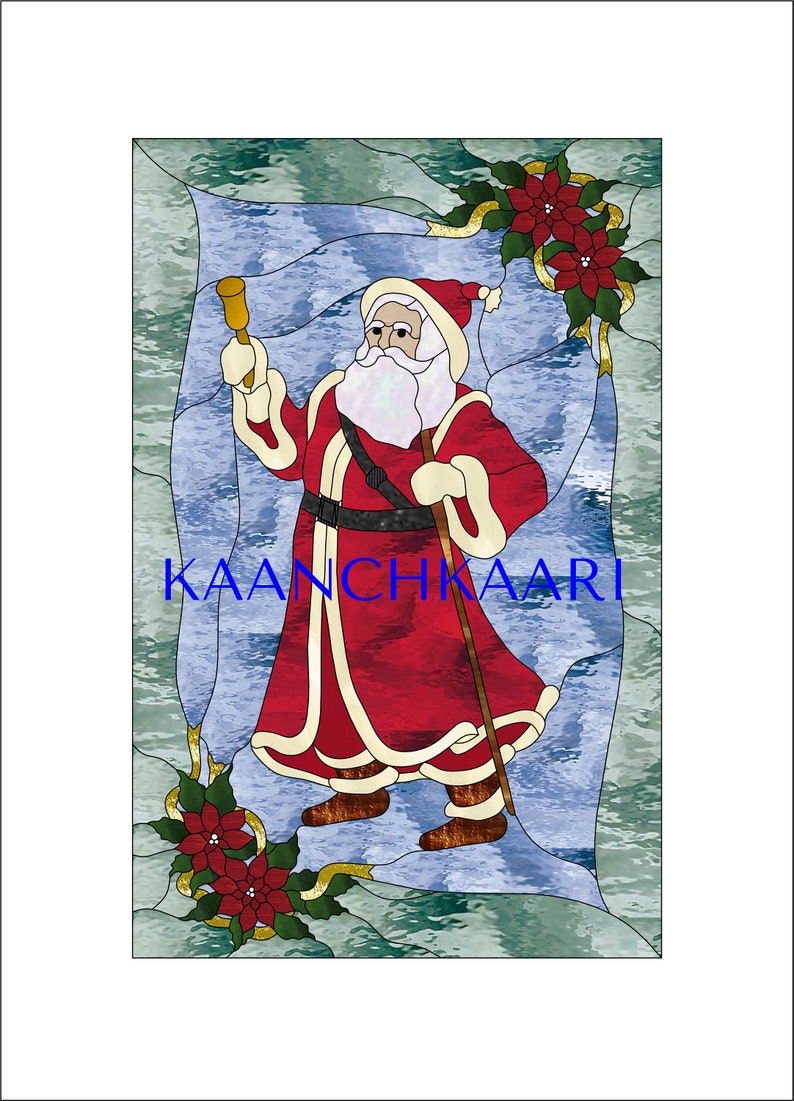Santa Claus Stained Glass Pattern 15.5" X 24" (digital) - Etsy