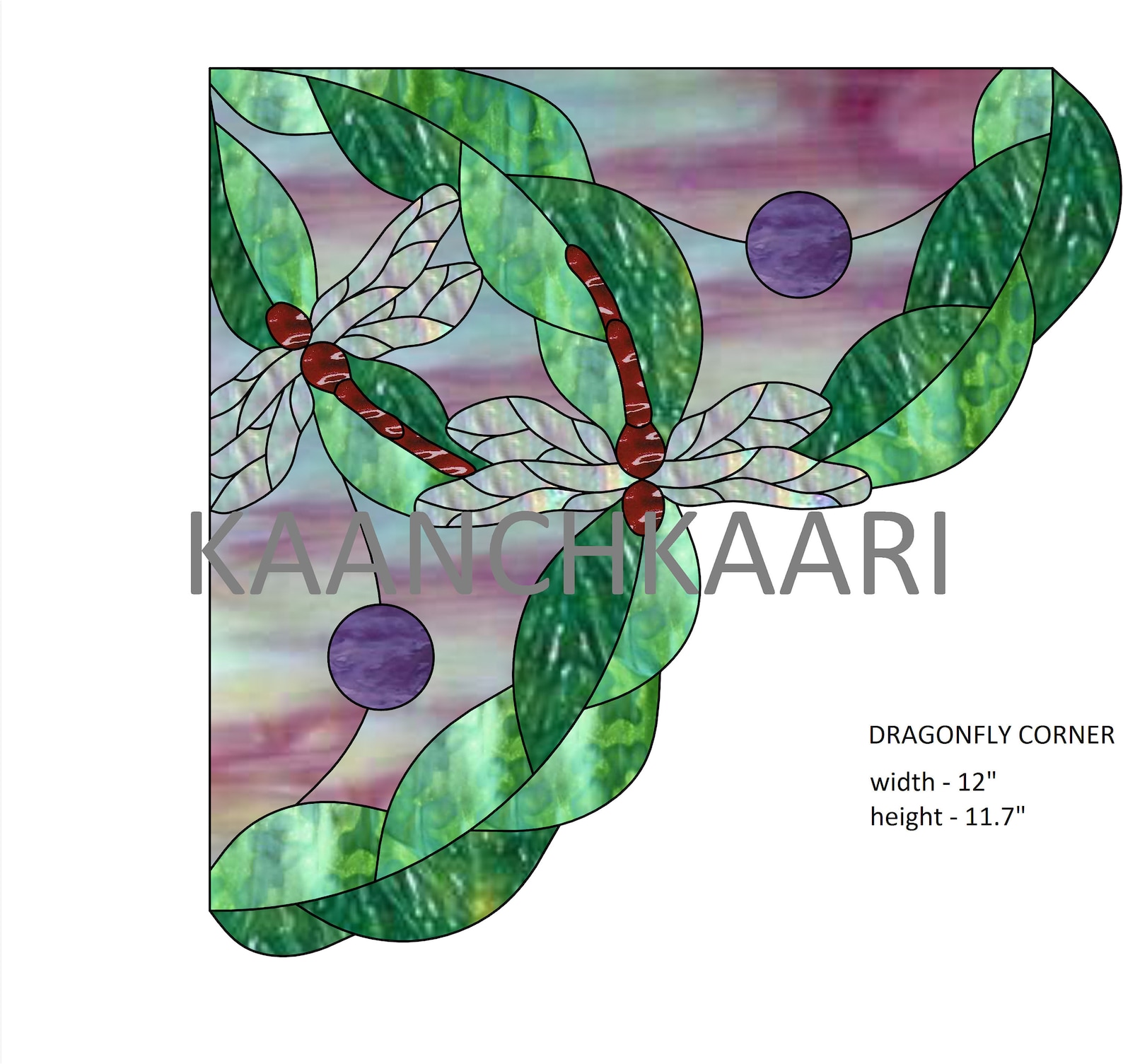 Dragonfly Corner Stained Glass Pattern - Etsy