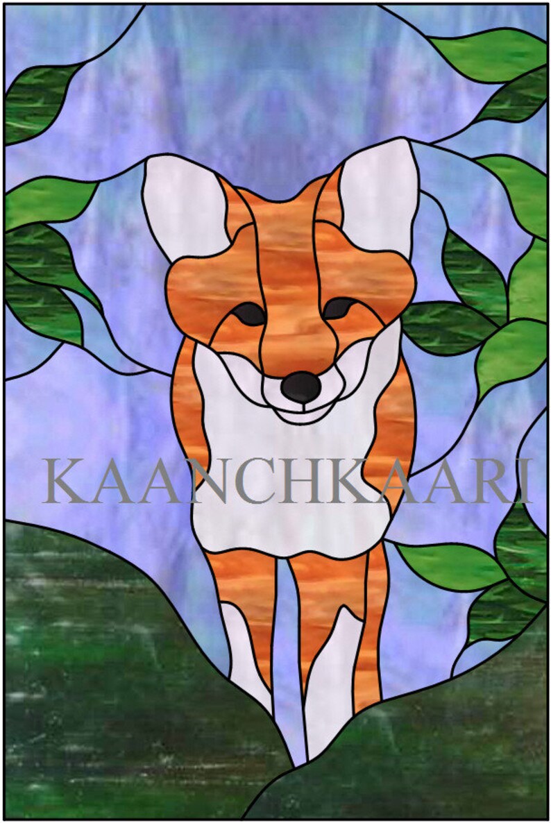 Fox Stained Glass Pattern 6 X 9 digital - Etsy