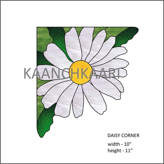 Daisy Corner Stained Glass Pattern digital | Etsy