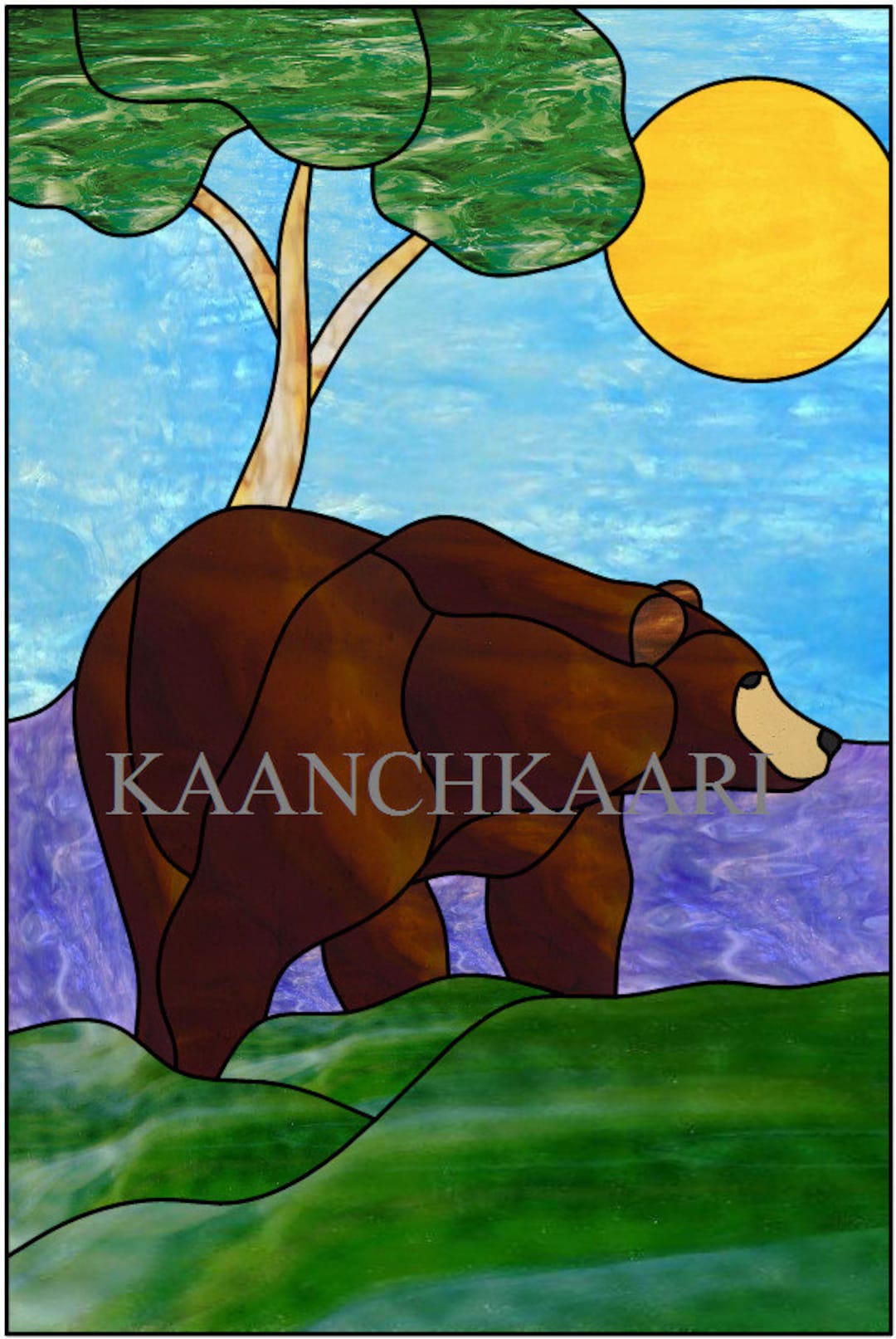 Bear Stained Glass Pattern 6" X 9"" (digital) - Etsy