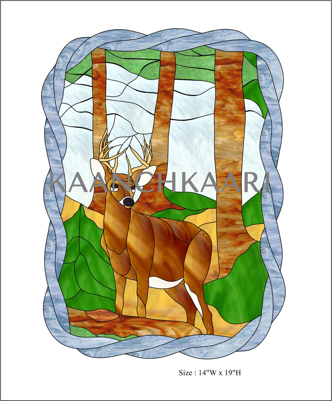 Deer Stained Glass Pattern 14" X 19" (digital) - Etsy