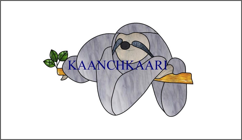 Sloth Sleeping Suncatcher Stained Glass Pattern 8 X | Etsy