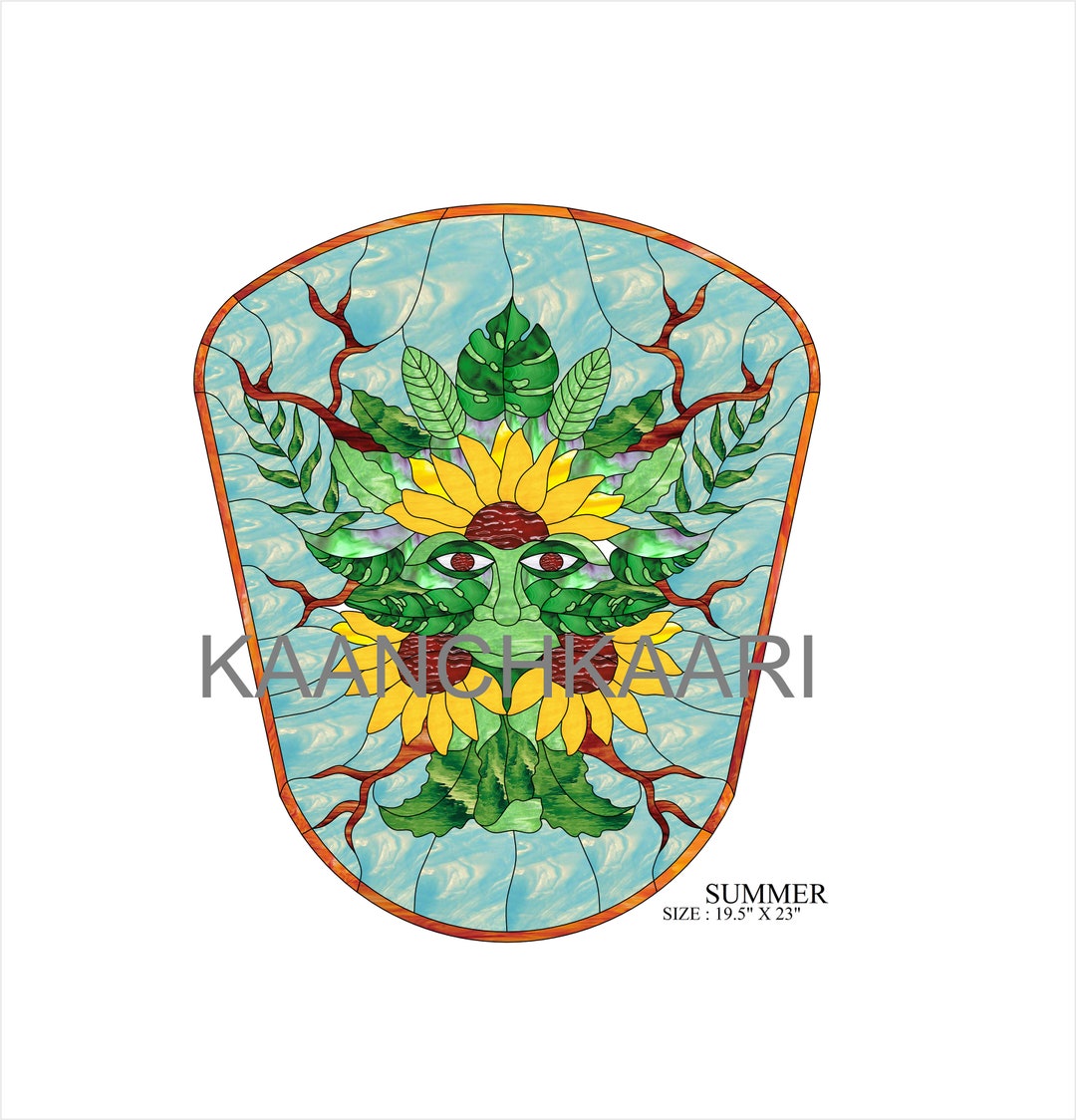 Summer Green Man Stained Glass Pattern 19.5" X 23" (digital) - Etsy