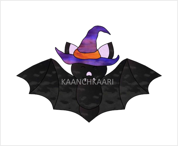 Bat Wizard Stained Glass Pattern 9 X 6 digital | Etsy
