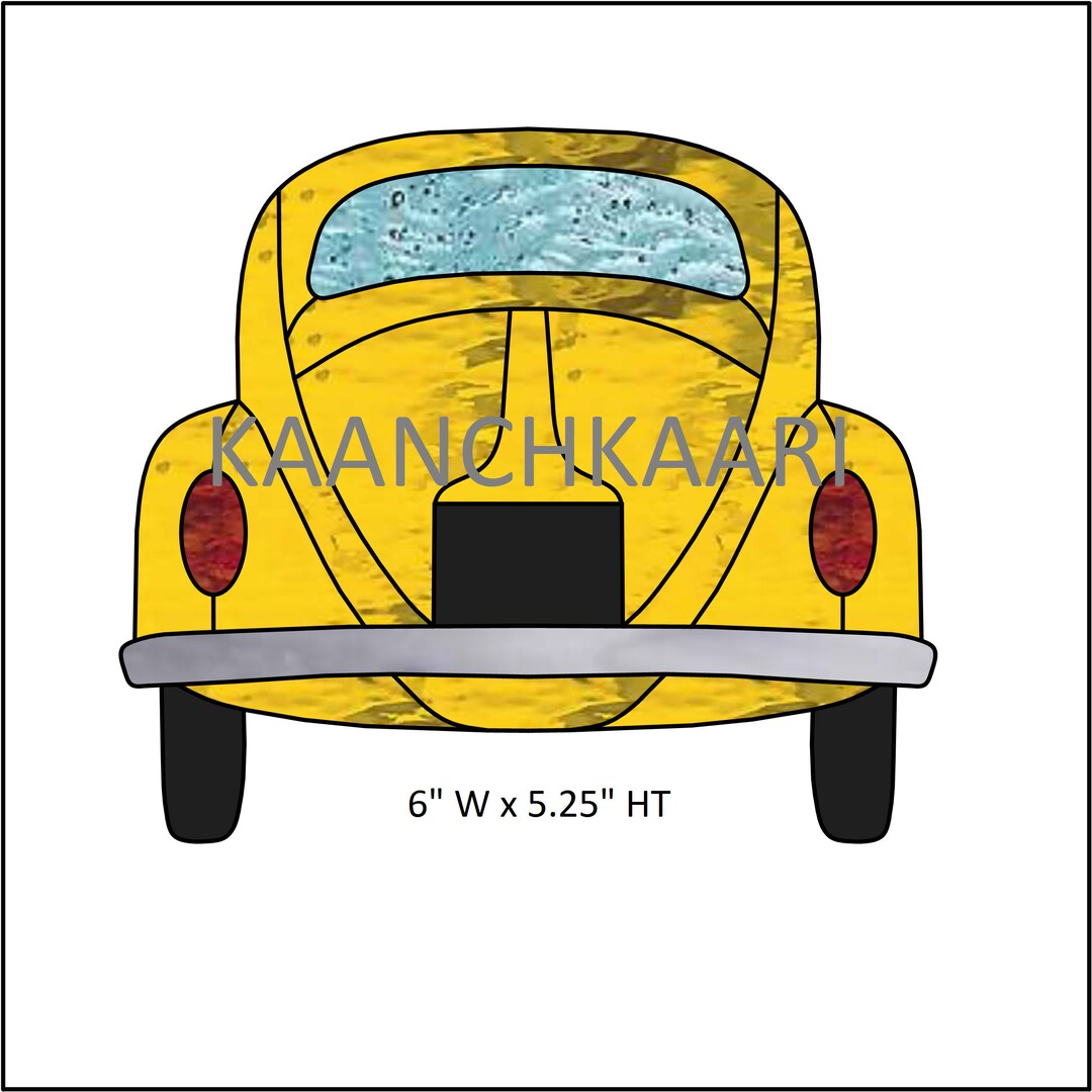 VW Beetle Backside Stained Glass Pattern Suncatcher 6" X 5.25" Digital ...