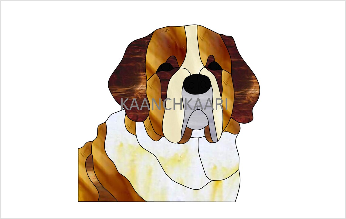 Saint Bernard Stained Glass Pattern Suncatcher 10" W X 10" Ht Digital ...