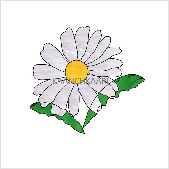 Daisy Stained Glass Pattern 7 X 7.5 digital - Etsy