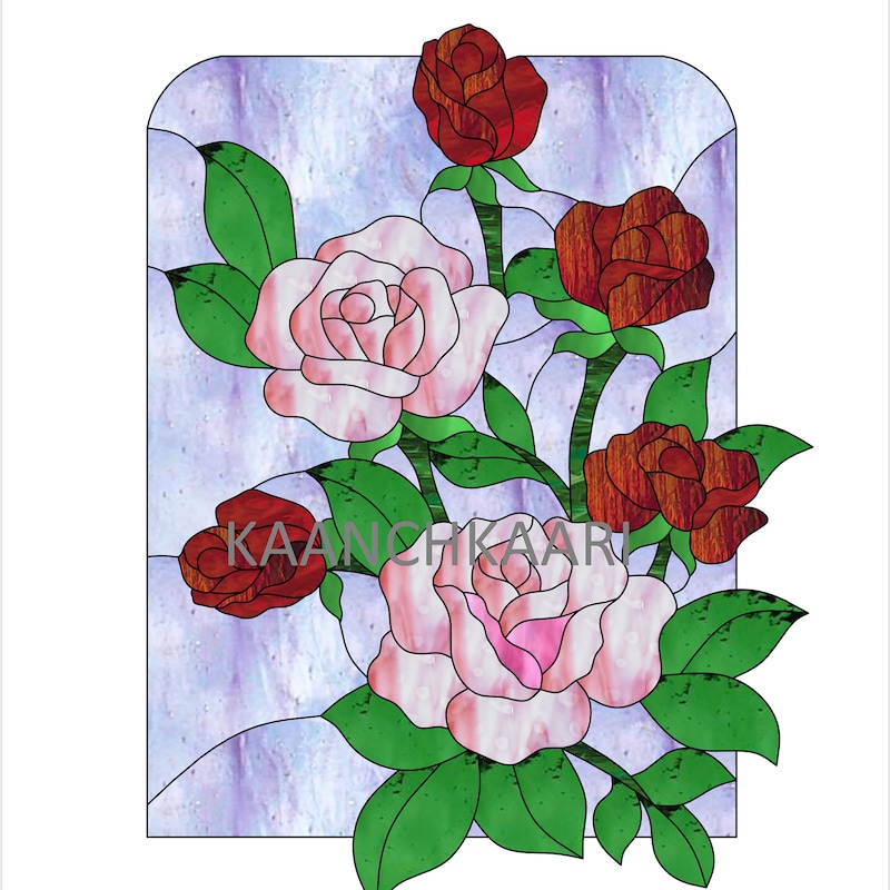 Rose Stained Glass Pattern - Etsy