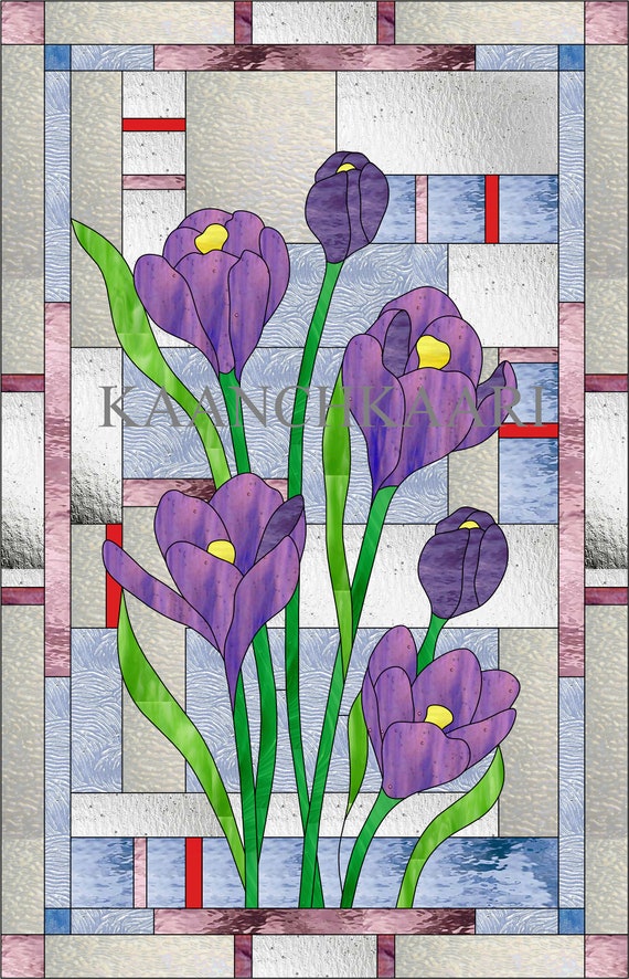 Crocus Flower Stained Glass Pattern 18 X 28 - Etsy