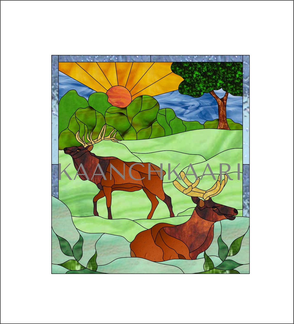 Elks Stained Glass Pattern 14.5 X 16 digital - Etsy