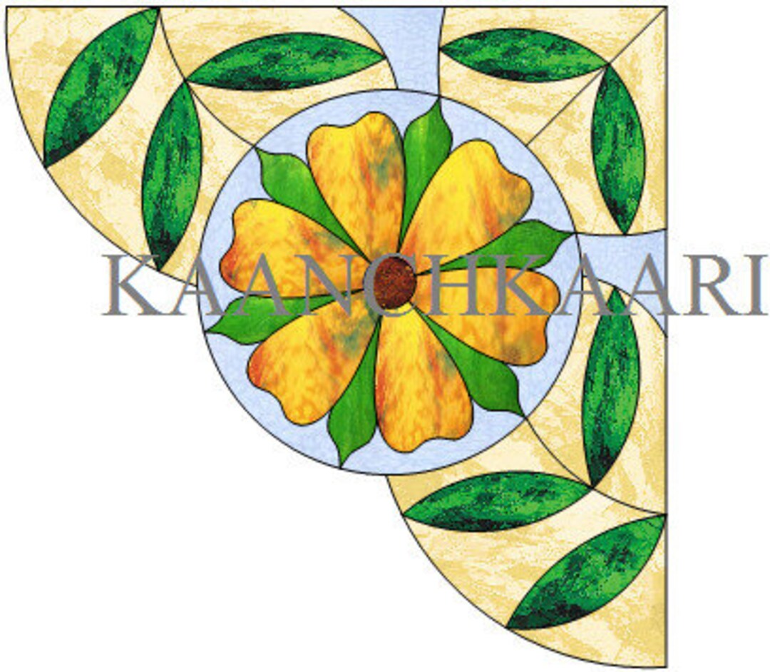 Flower Corner Stained Glass Pattern - Etsy