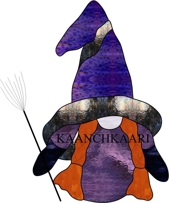Mrs. Witch Gnome Stained Glass Pattern 7.5 X 9 - Etsy
