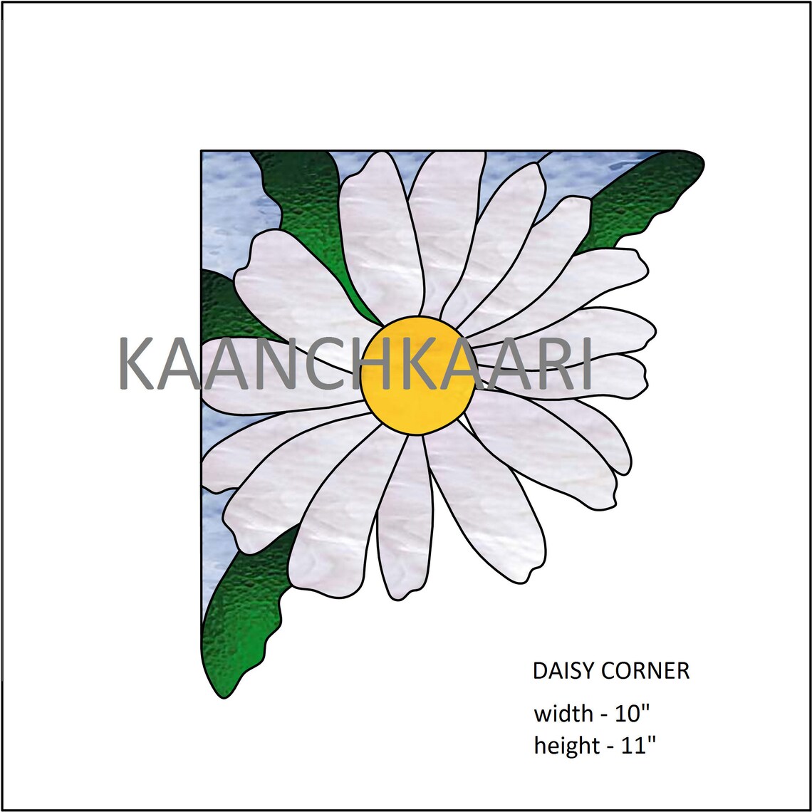 Daisy Corner Stained Glass Pattern digital - Etsy