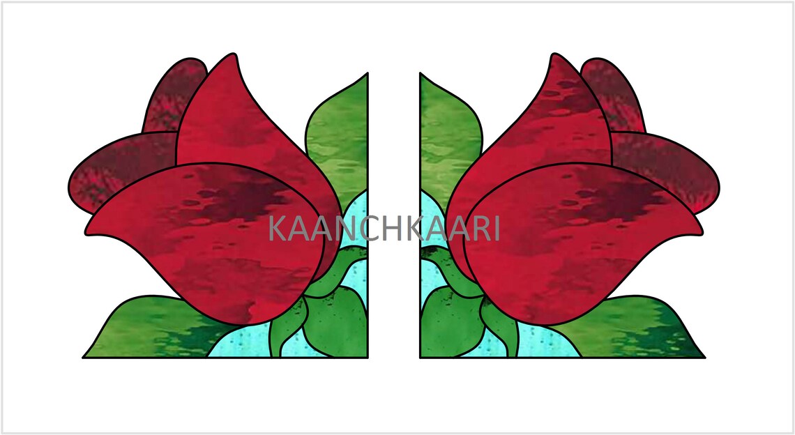 Rose Bud Flower Stained Glass Pattern Spinner digital | Etsy