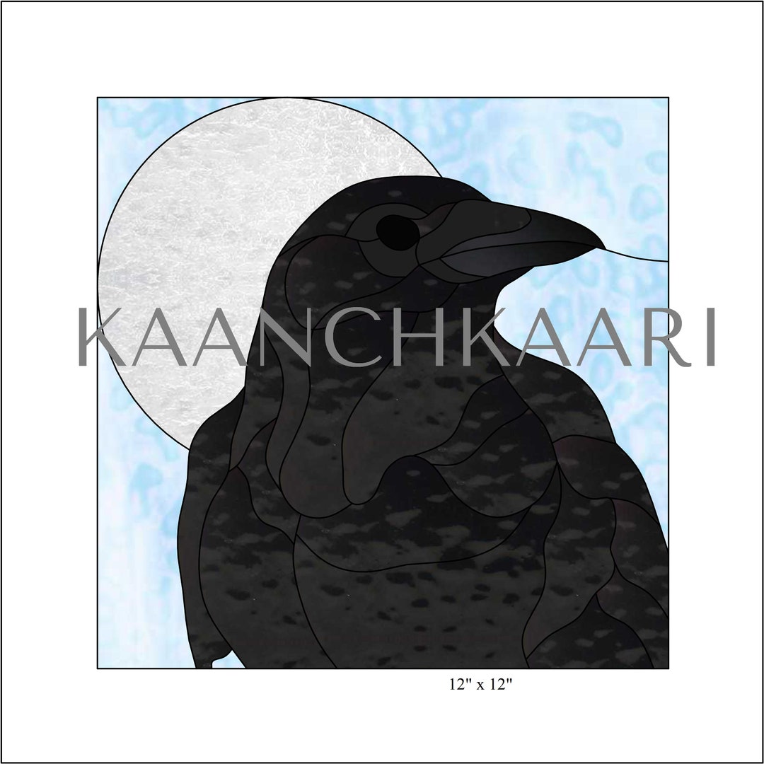 Crow Stained Glass Pattern 12" X 12" (digital) - Etsy
