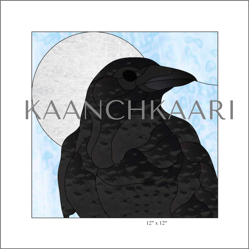 Crow Stained Glass Pattern 12 X 12 digital - Etsy
