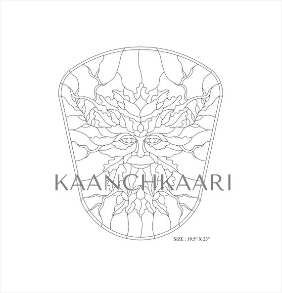 Fall Green Man Stained Glass Pattern 19.5 X 23 | Etsy