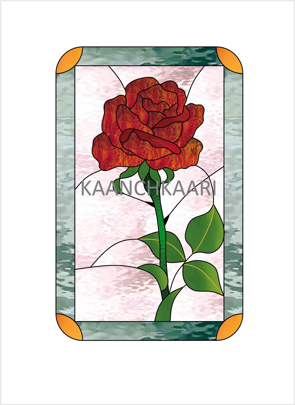 Single Rose Flower Stained Glass Pattern 7 X 11 - Etsy