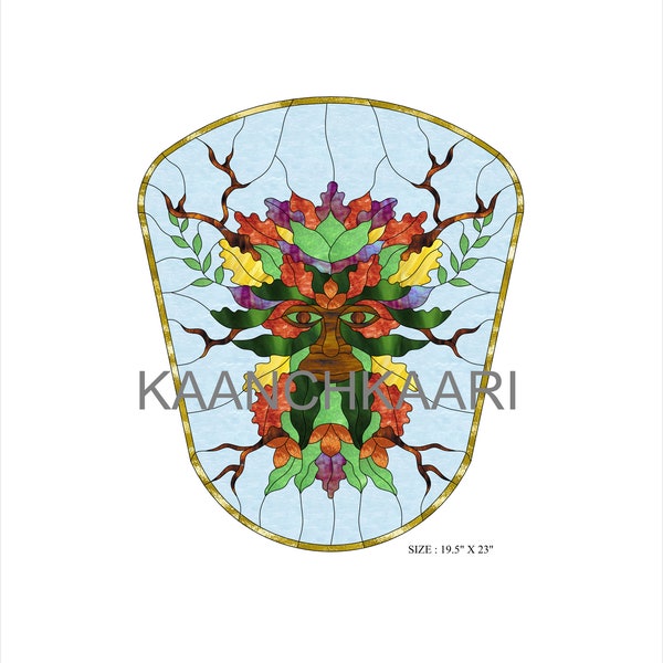 Green Man Stained Glass Pattern - Etsy