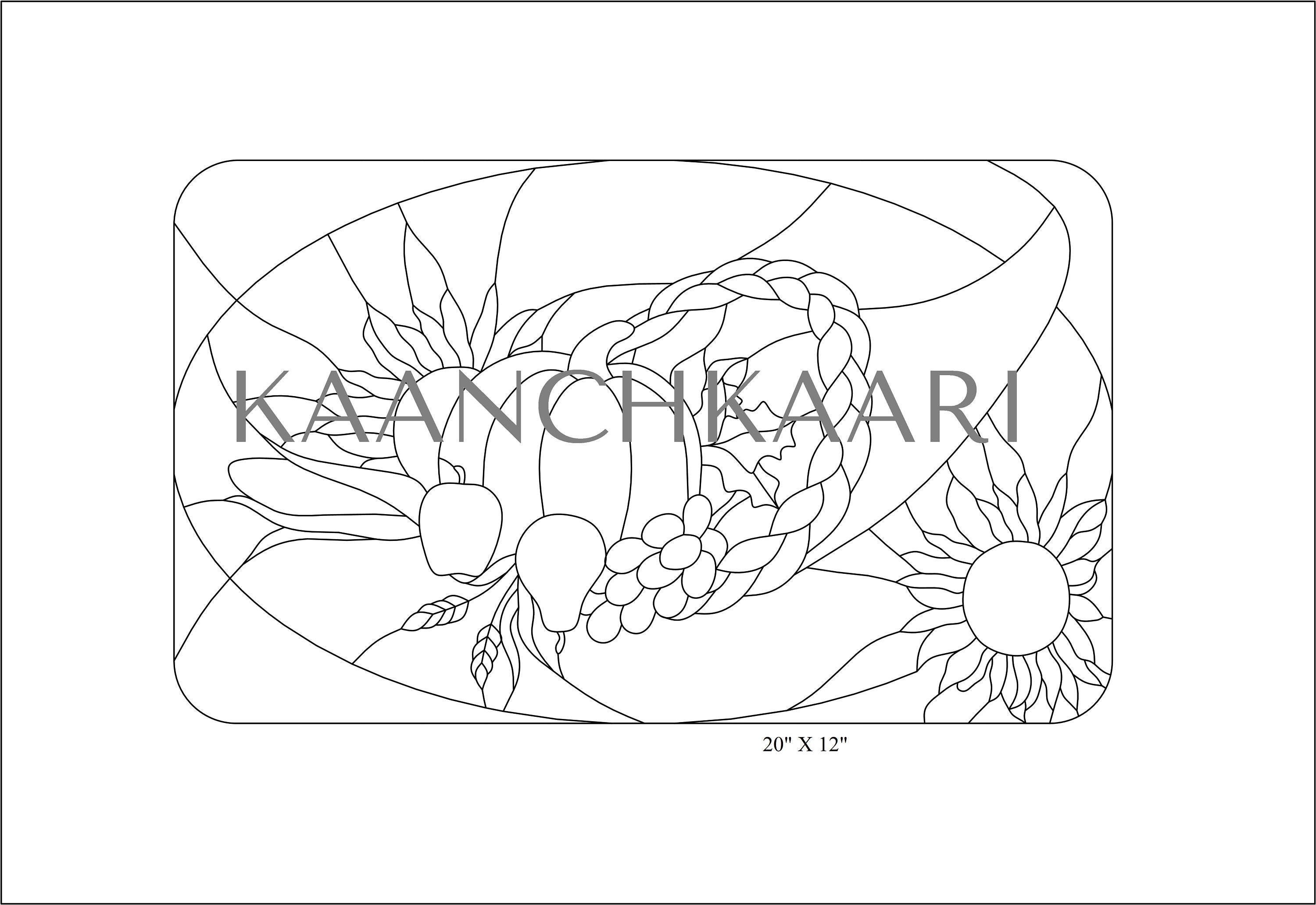 Cornucopia Stained Glass Pattern 20 X 12 Digital | Etsy