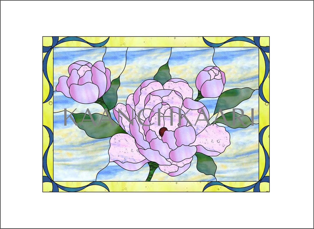 Peonies Stained Glass Pattern 16" X 11" (digital) - Etsy