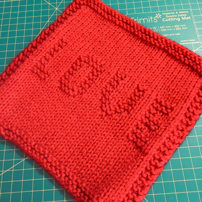 Knitting Pattern, 013, Love Square, 8 Inch, Patch, Dishcloth, Washcloth ...