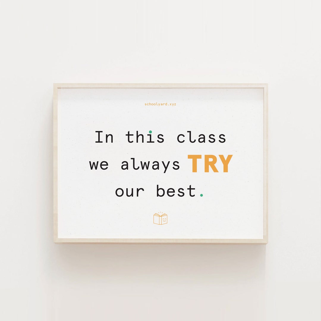 We Try Our Best Poster Class Values Print Printable Wall - Etsy