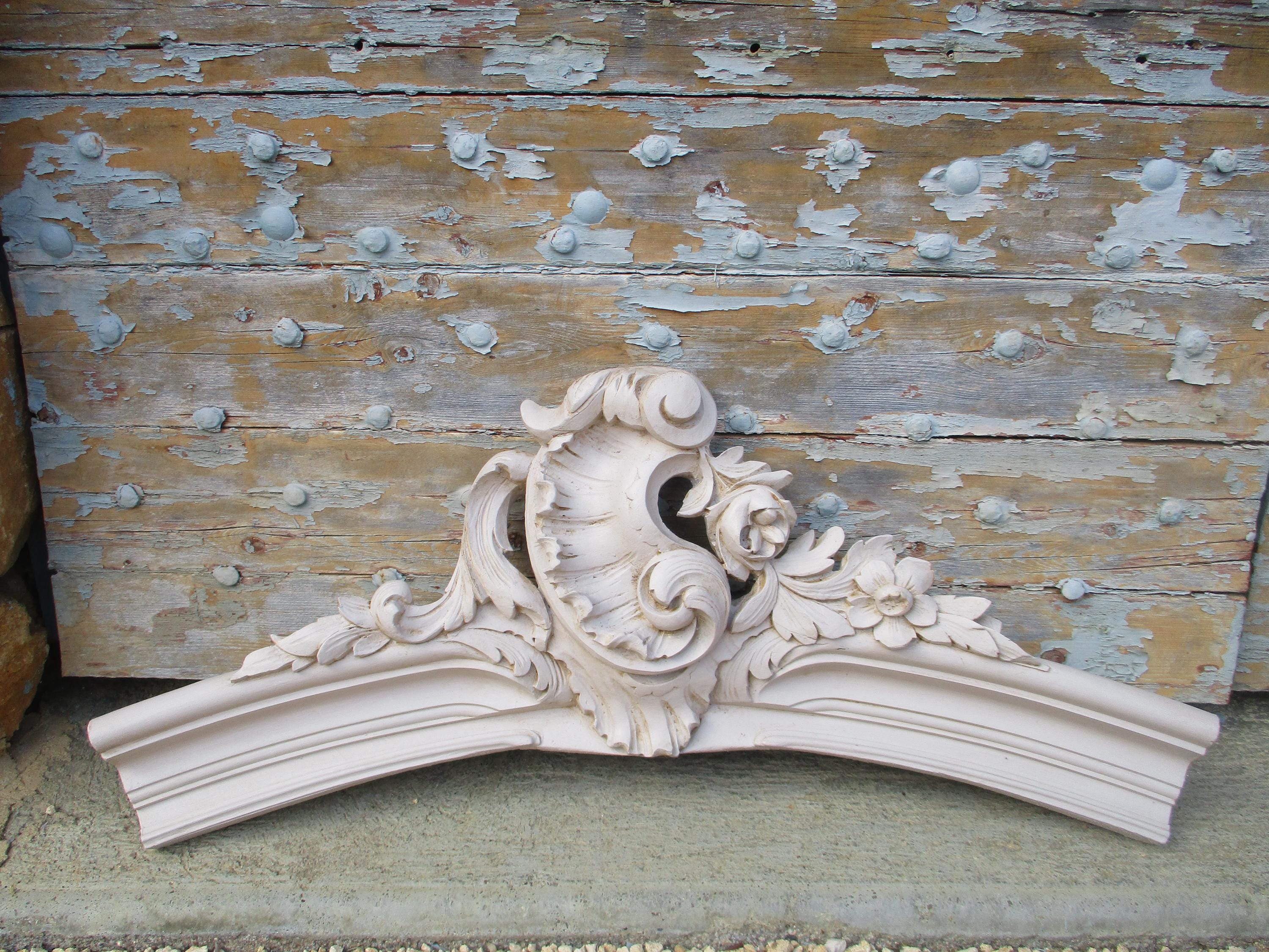 Antique French Carved Wood Painted Pediment - Etsy