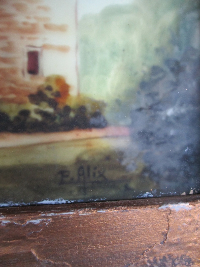 Antique French Reverse Glass Painting of Chateau De - Etsy