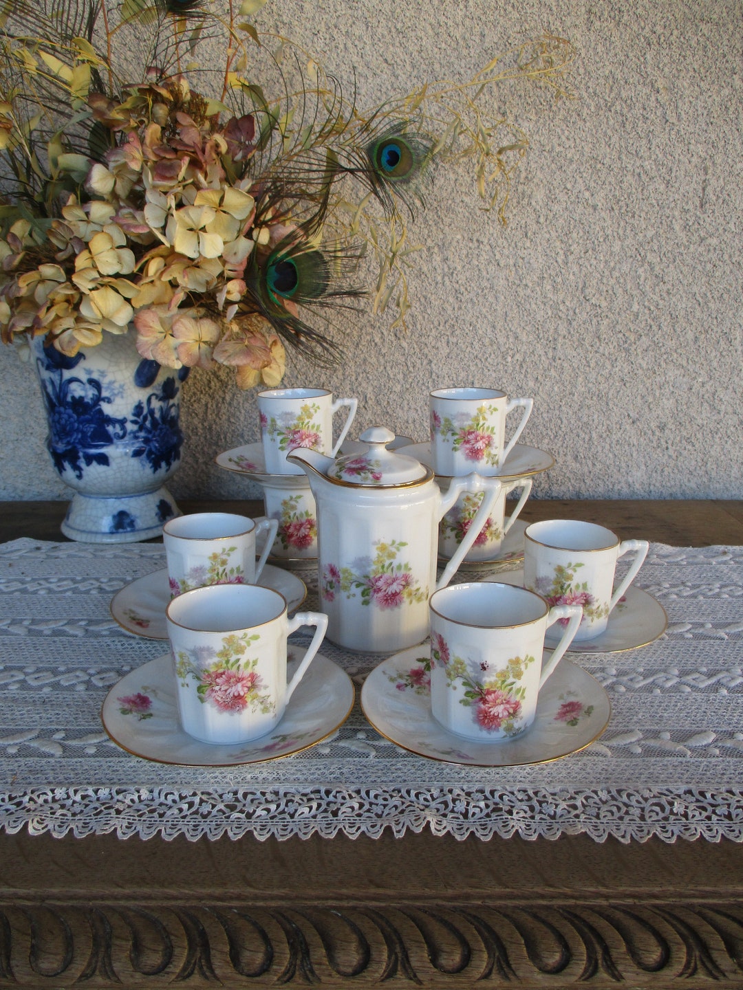 Antique French Porcelain Coffee Set by Limoges - Etsy