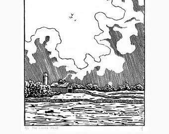 Clouds Lino Print - Etsy