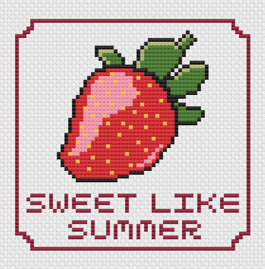 Strawberry Fruit Cross Stitch Pattern, Sweet Like Summer Embroidery ...