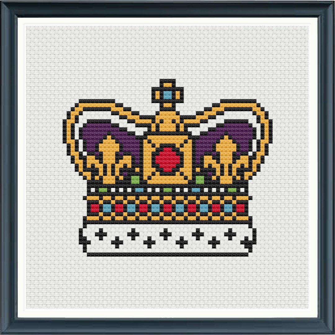 Royal Crown Cross Stitch Pattern, King and Queen Coronation Crown ...
