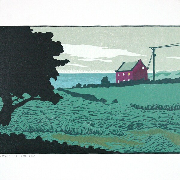 Linocut Landscape - Etsy