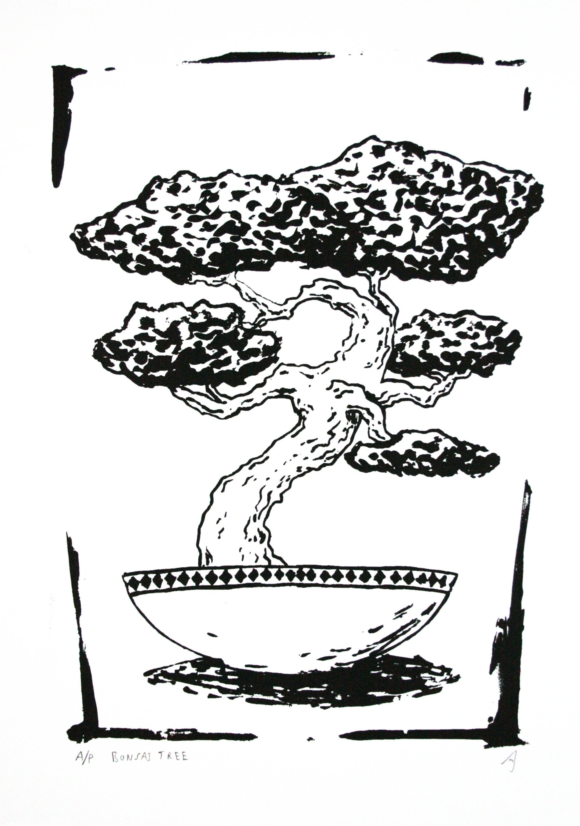 Bonsai Tree Line Drawing