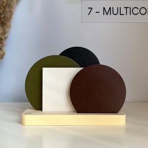 Mid-century Modern Coaster Set, Geometric Coaster Set With Holder ...